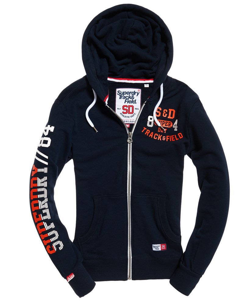 Mens - Track & Field Lite Zip Hoodie in Pitch Navy | Superdry