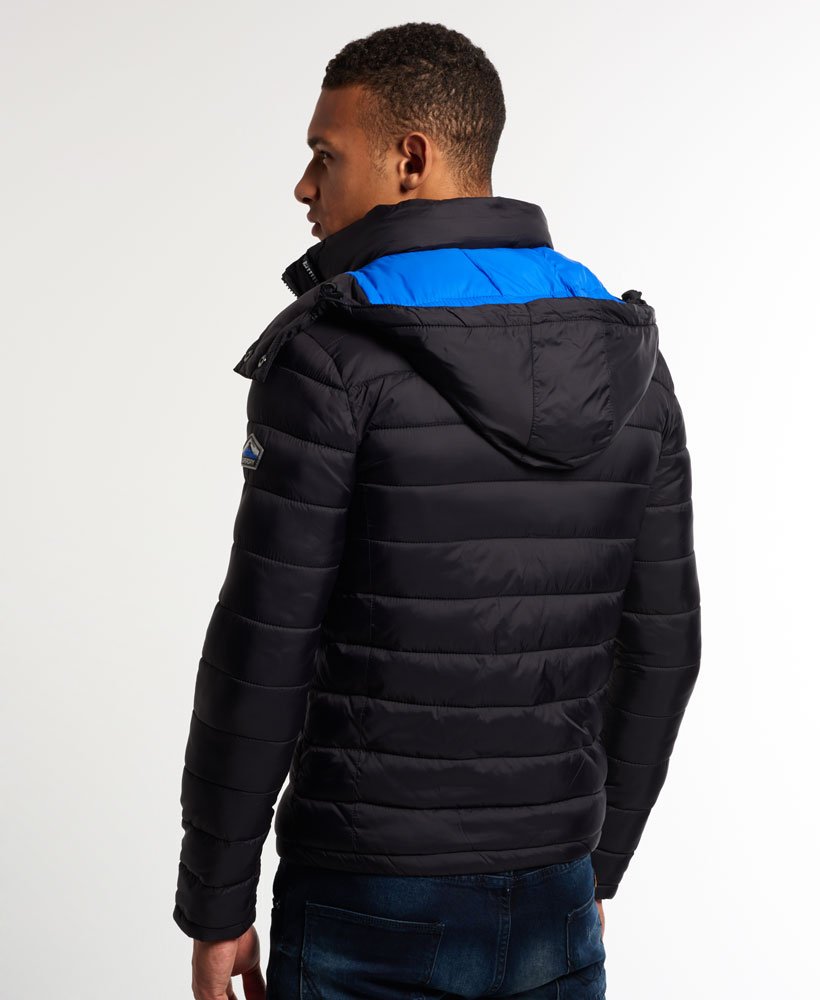 Mens - Fuji Double Zip Jacket in Black/cobalt | Superdry