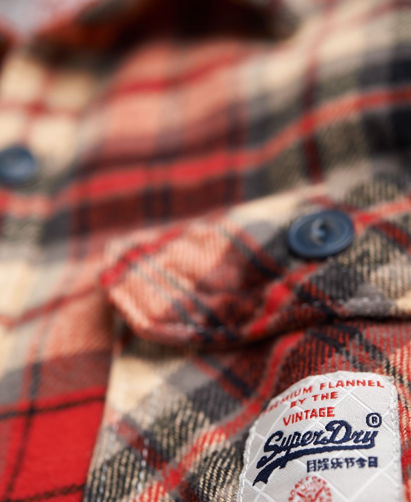 Mens - Milled Flannel Shirt in Maple Red Check | Superdry