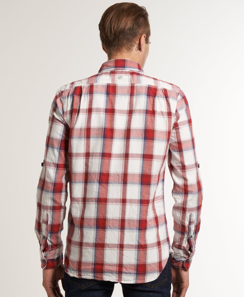Mens - Lumberjack Twill Shirt in Super Ombre Check Red Mix | Superdry