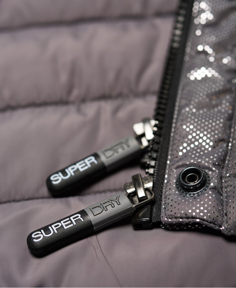 Womens - Fuji Slim Double Zip Hooded Jacket in Grey Spot Metallic ...