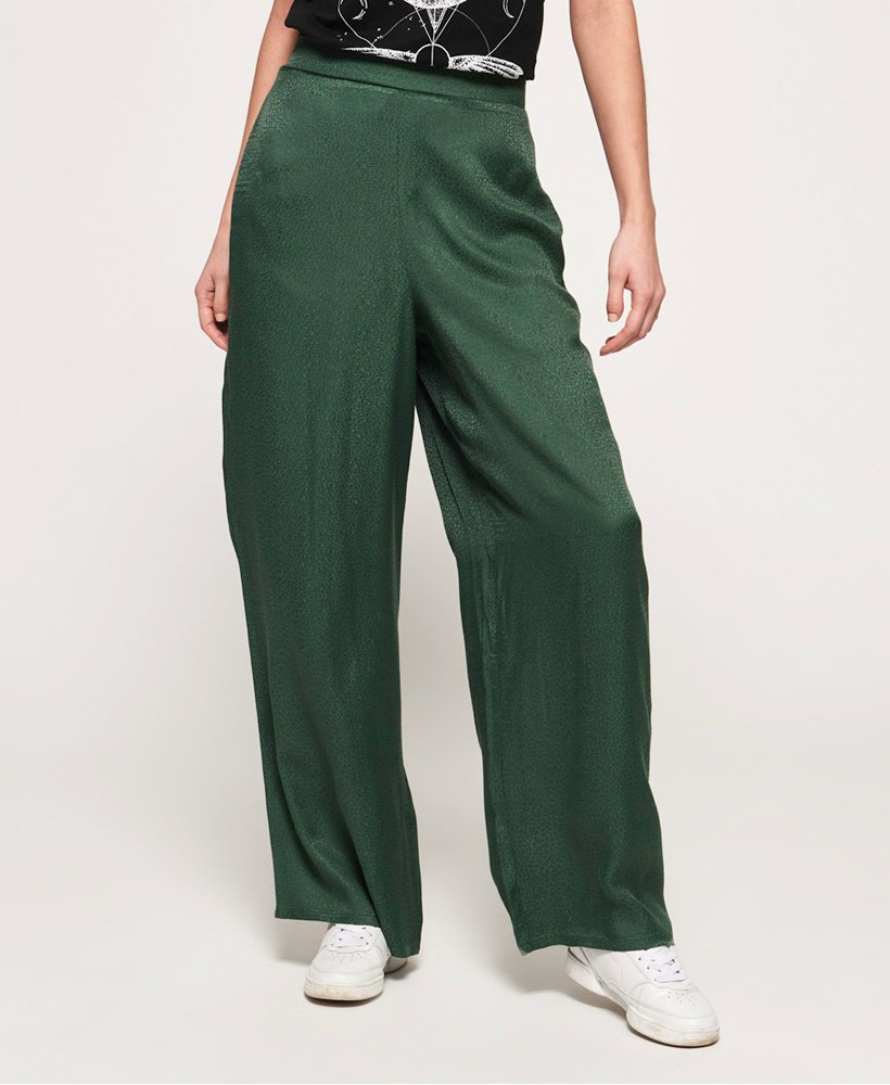 Womens - Janis Wide Leg Trousers in Chic Green | Superdry