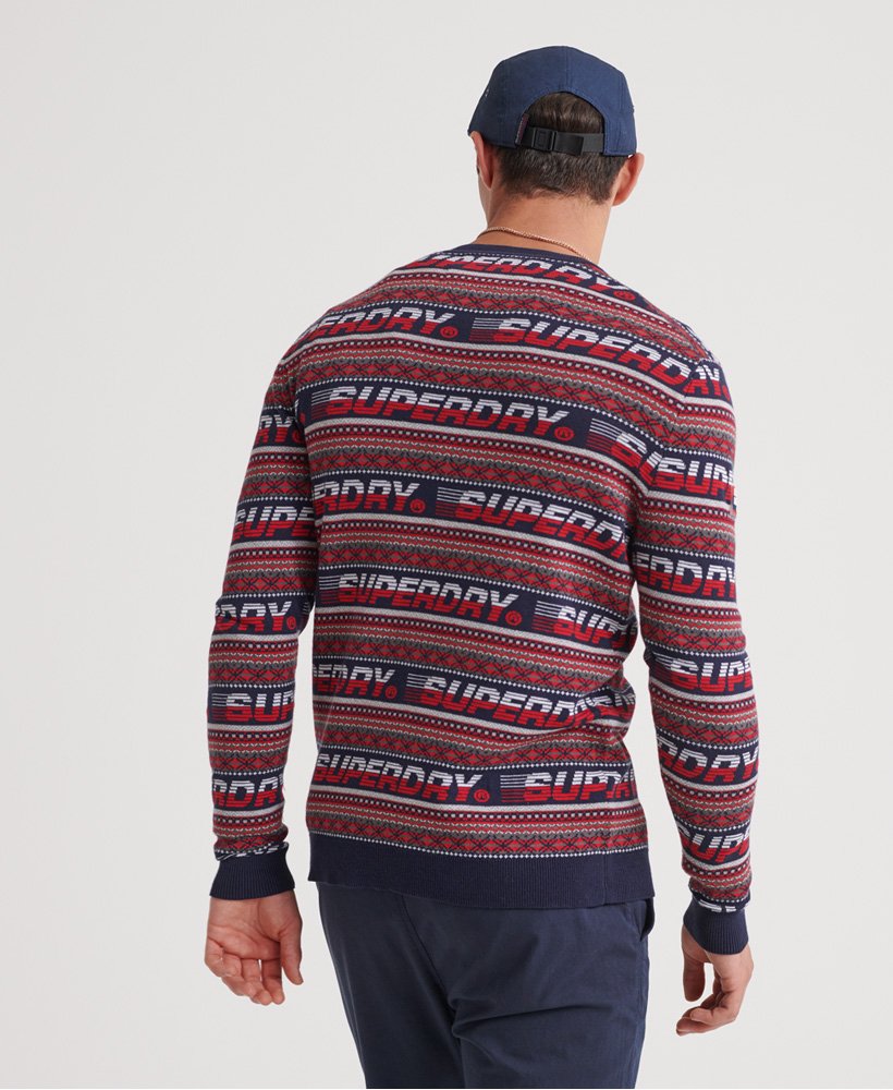 Superdry - Pull ras du cou en jacquard Downhill - Pulls pour Homme