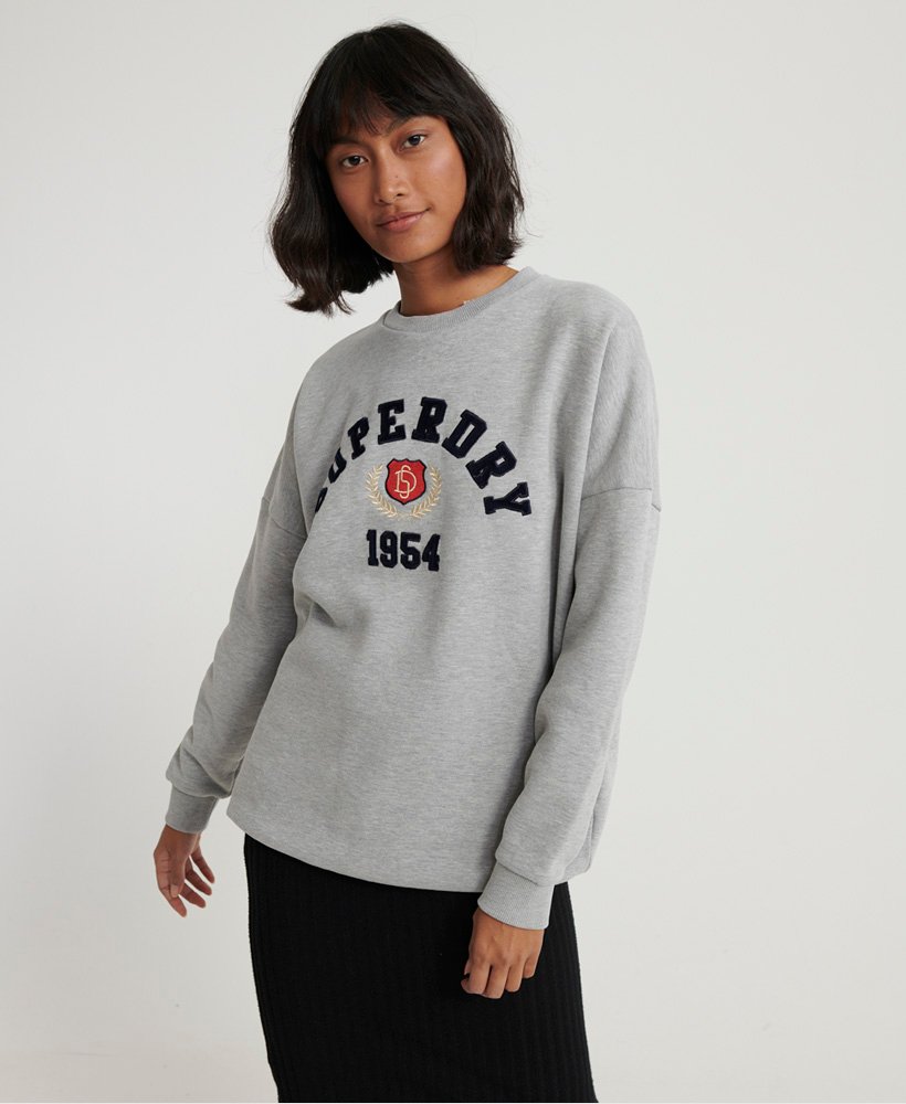Womens - Varsity Crew Sweatshirt in Light Grey | Superdry UK