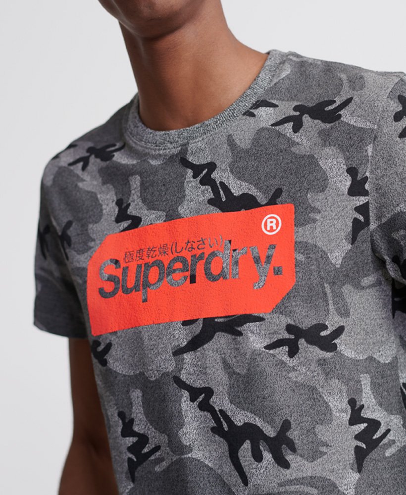 Mens - Core Logo Tag Camo All Over Print T-shirt in Snow Camo | Superdry