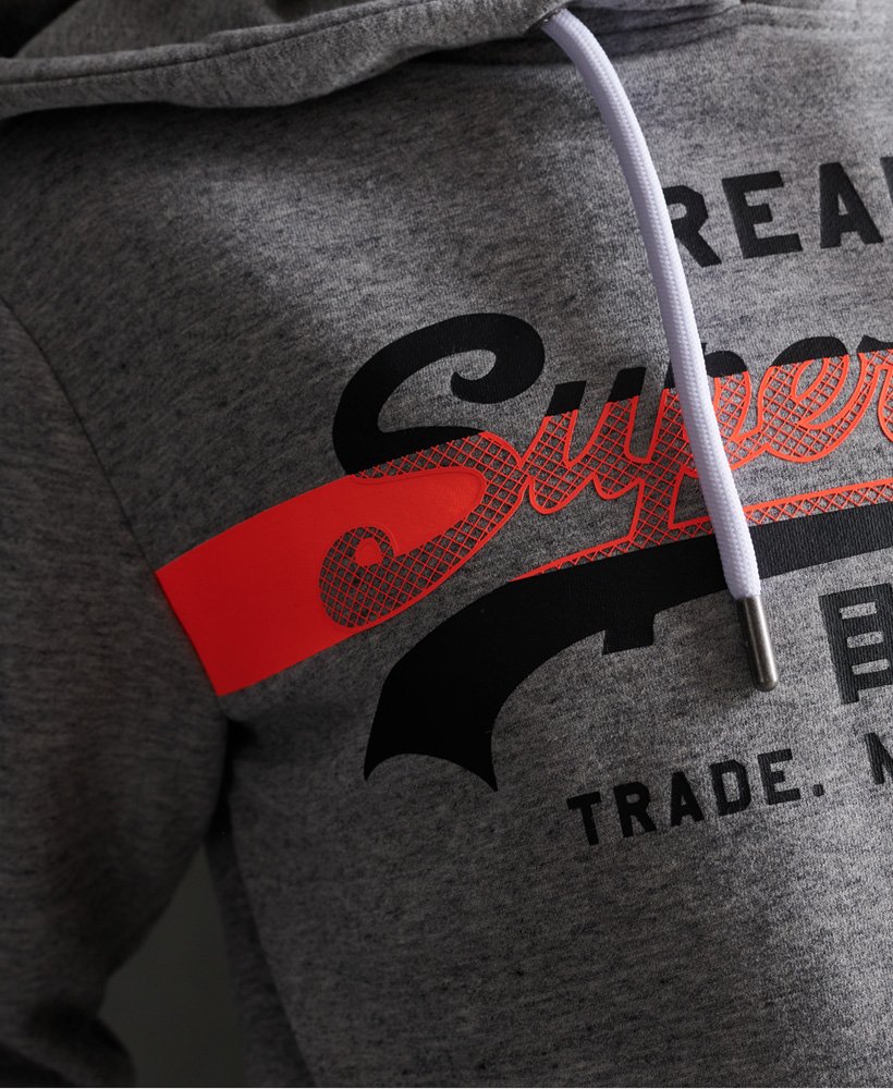 Mens - Vintage Logo Cross Hatch Brushed Hoodie in Collective Dark Grey ...