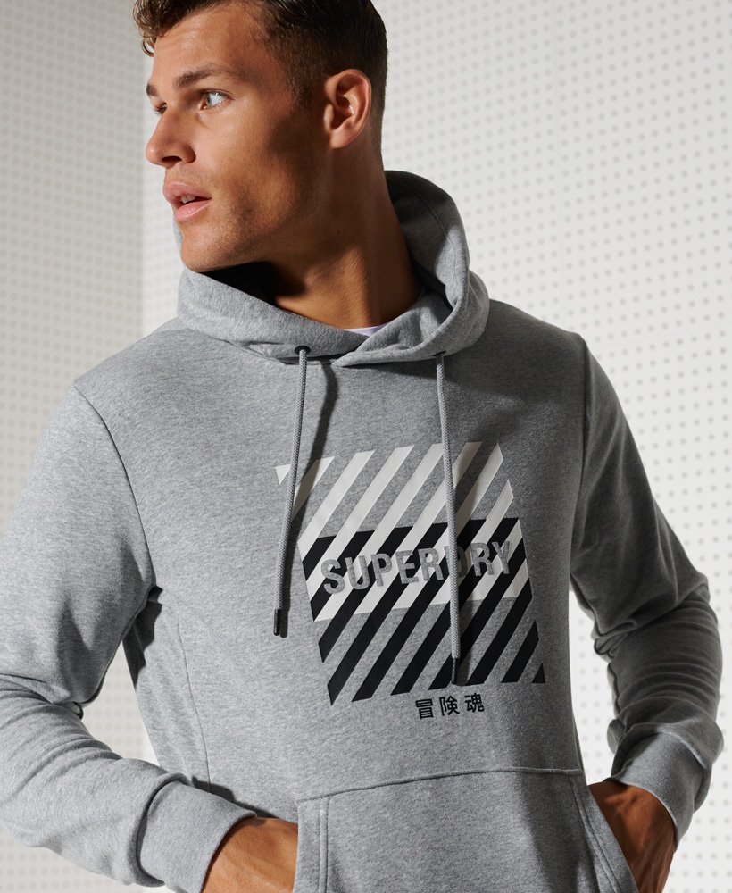 Mens Training Sport Hoodie In Grey Marl Superdry