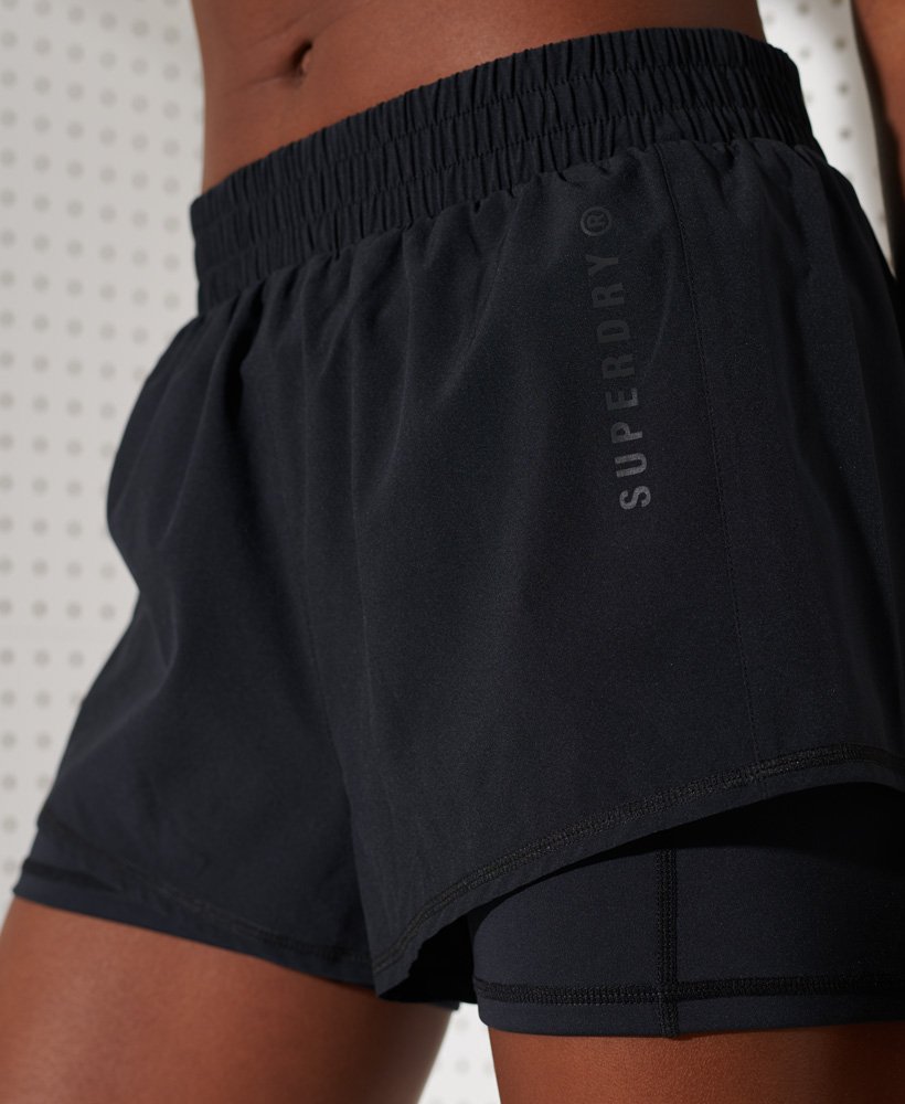 Womens - Running Double Layer Shorts in Black | Superdry
