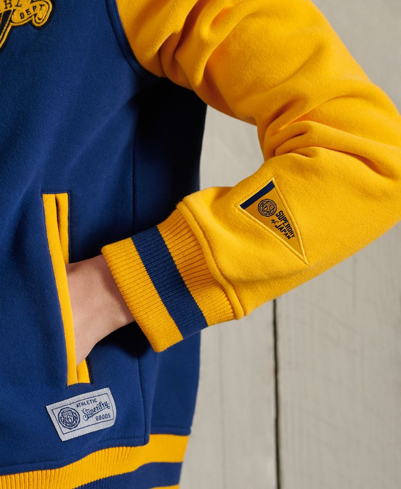 Womens - Collegiate Scripted Baseball Bomber Jacket in Blue | Superdry