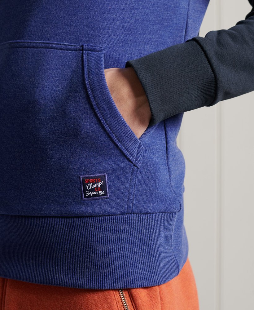 Mens - Vintage Logo Duo Raglan Loopback Hoodie in Dark Cobalt Marl ...