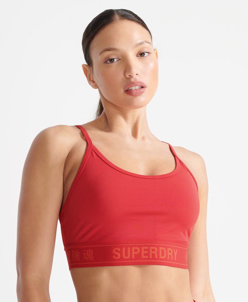Womens - Training Logo Bra in Tango Red | Superdry