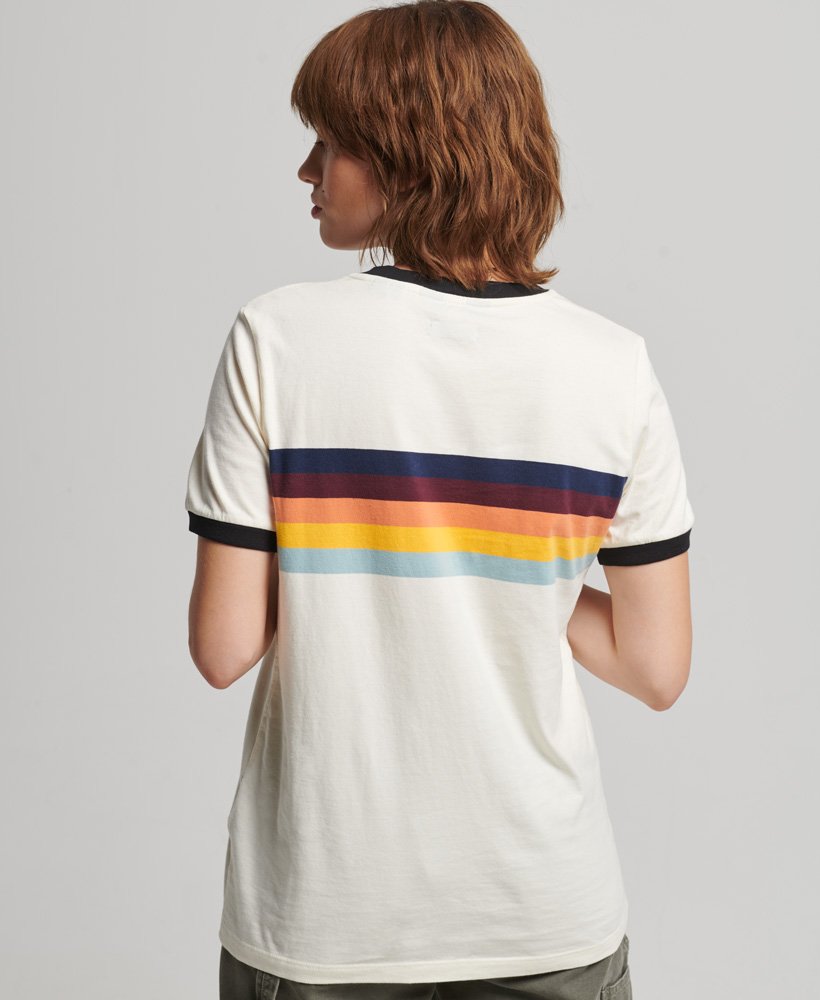 Womens - Cali Stripe Ringer T-Shirt in Buttercream | Superdry UK