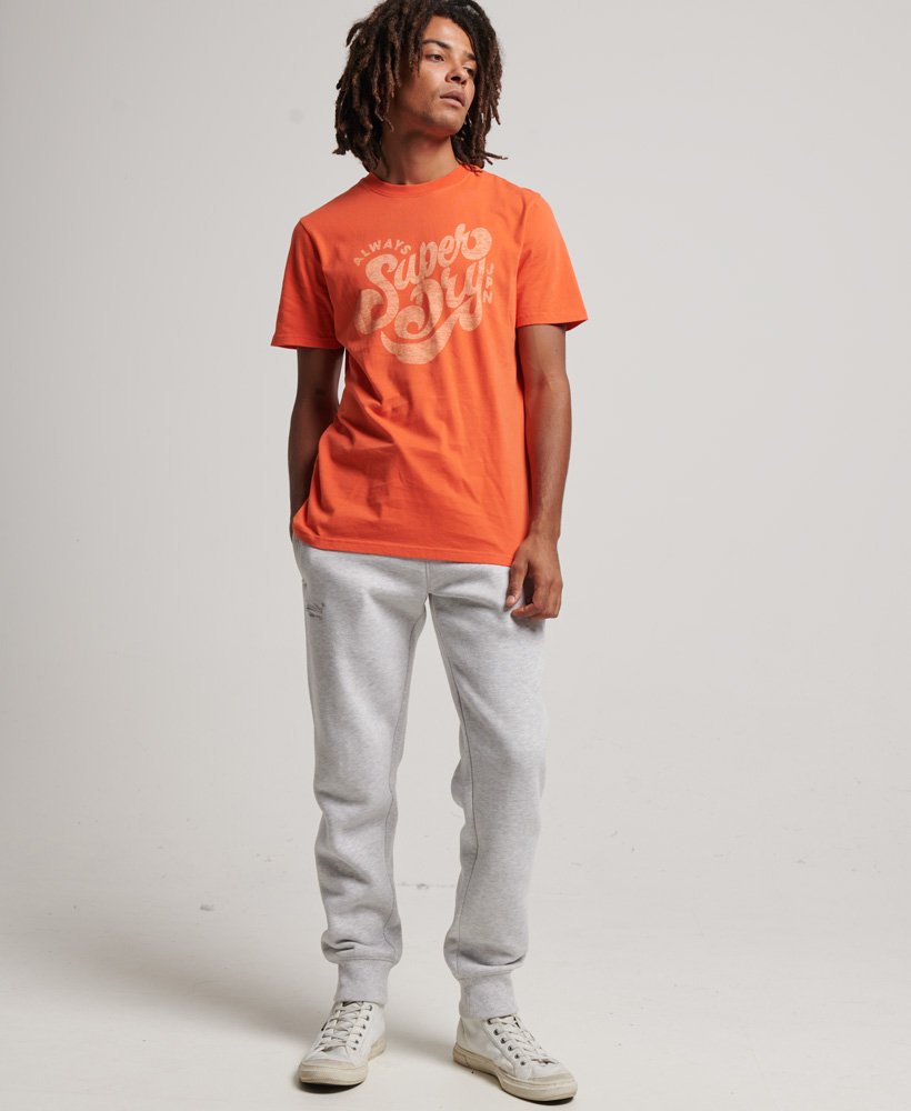 Mens - Nostalgia Script T-Shirt in Flare Orange | Superdry UK