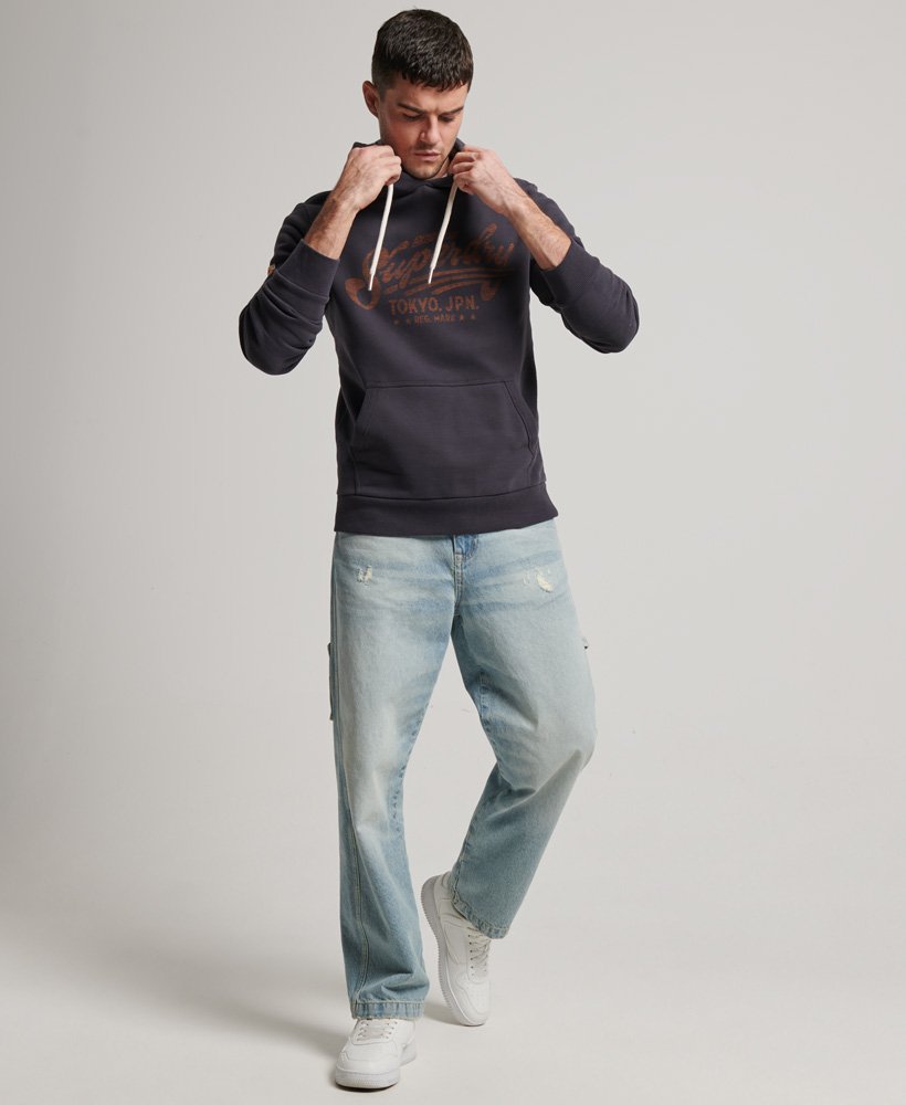 Mens - Nostalgia Script Hoodie in Black | Superdry UK