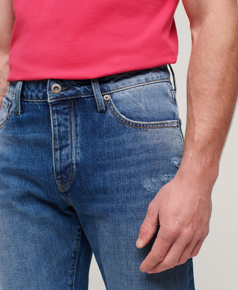 Mens Straight Jeans In Dolores Mid Blue Superdry Uk
