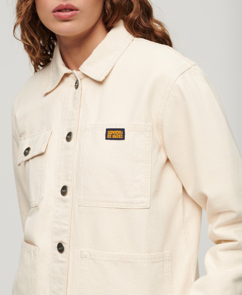 Womens - Organic Cotton Vintage Chore Jacket in Oatmeal | Superdry UK Womens - Organic Cotton Vintage Chore Jacket in Oatmeal | Superdry UK
