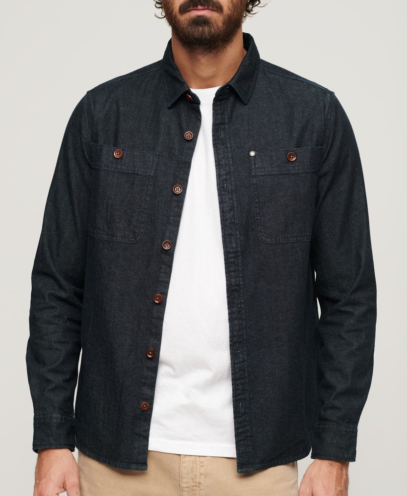 Men's - The Merchant Store - Denim Overshirt in Rinse Wash | Superdry UK