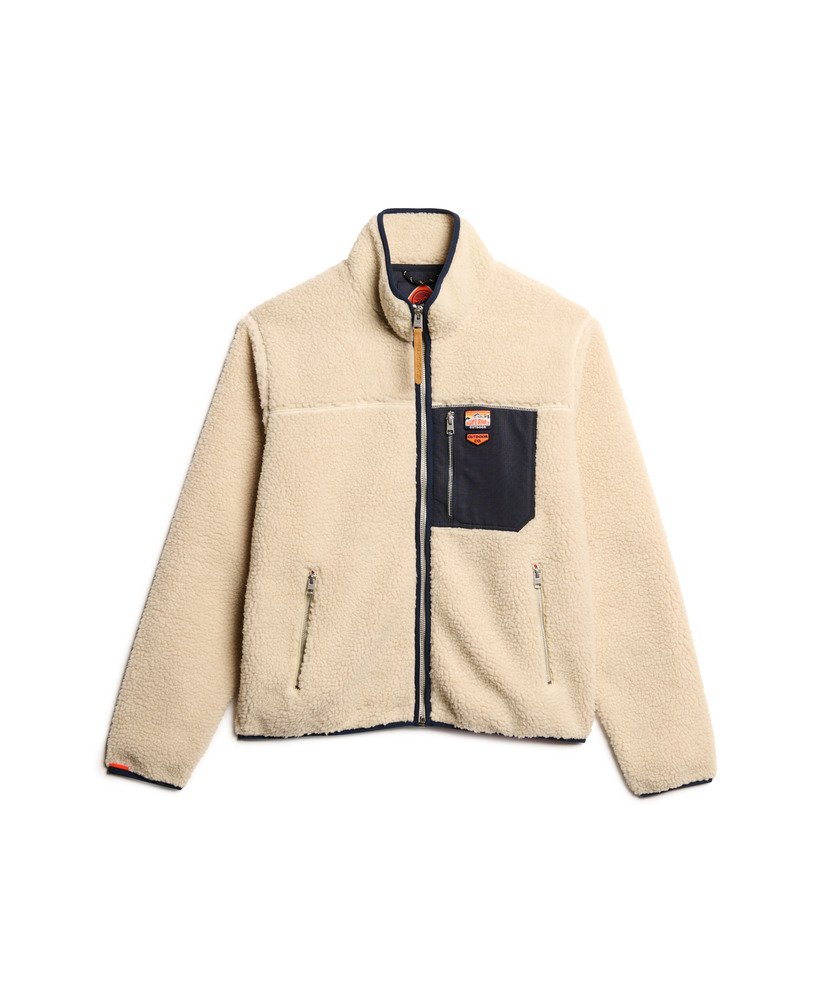 Women's Oversized Vintage Retro Full Zip Fleece in Oatmeal Beige ...