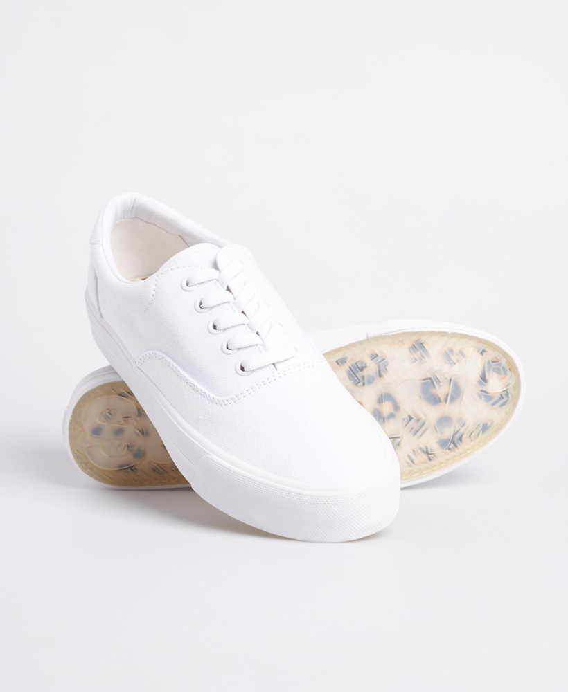 SUPERDRY Classic white canvas pumps trainers platform size 6 for sale ...
