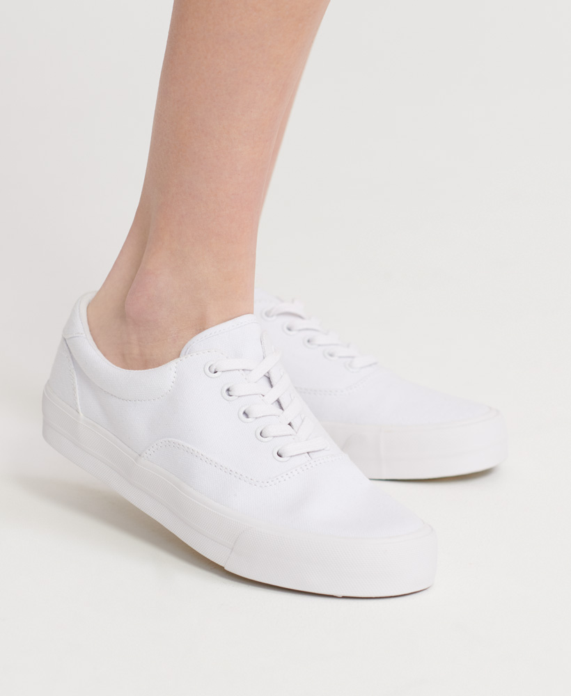 SUPERDRY Classic white canvas pumps trainers platform size 6 for sale ...